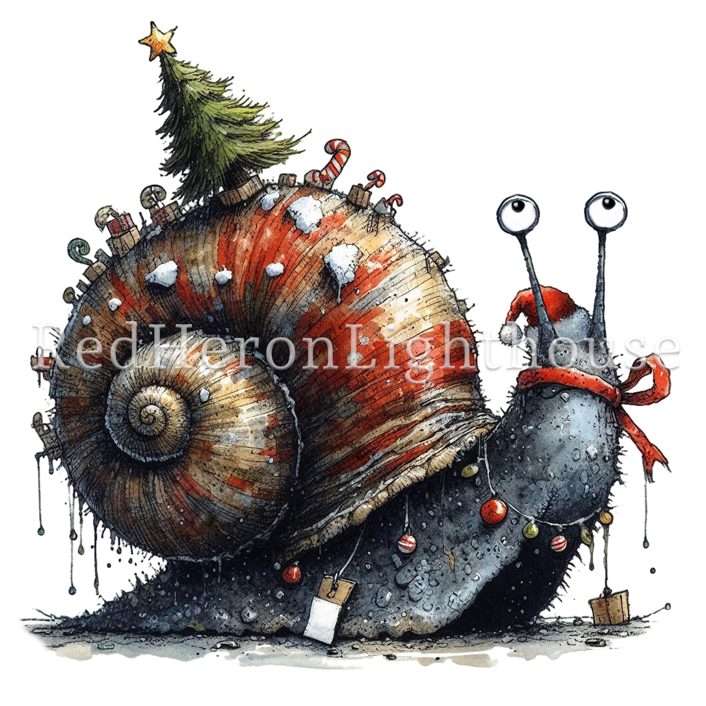 Christmas Snail Clipart, 14 Pngs/jpgs, Funny Festive Snails, Quirky ...