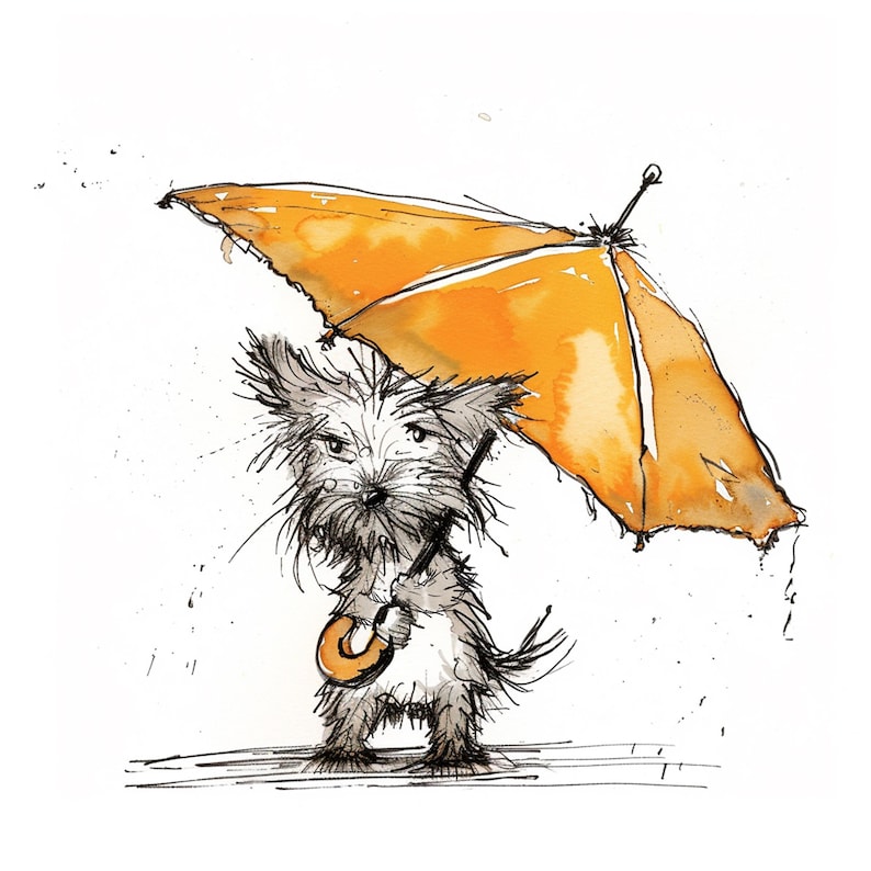 10 Cute Dogs With Umbrellas Clipart Set, Jpgs/pngs, High Quality ...