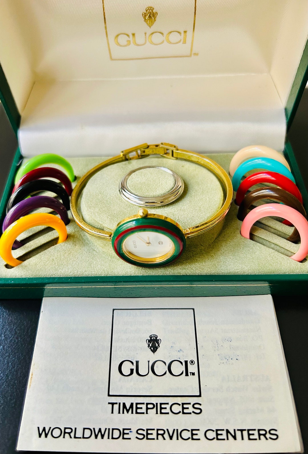 Gucci 6 Lovely Authentic Ladies Gold Bangle Watch 12 Colourful Gucci ...