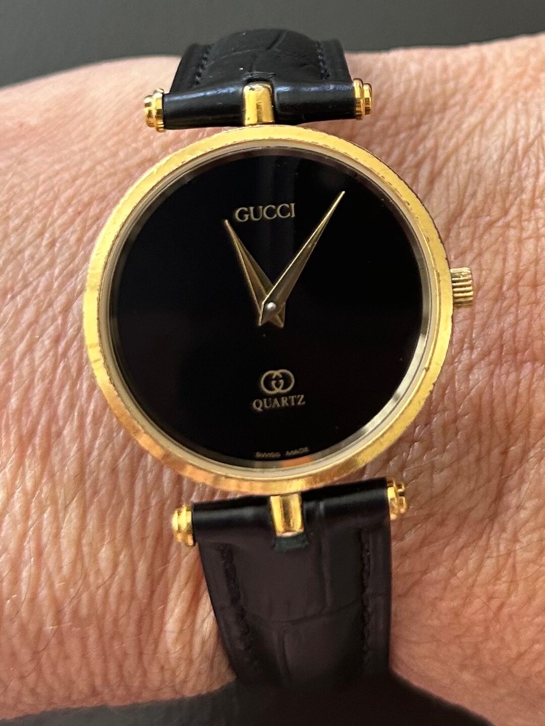 Gucci 8 Mens Authentic Black-gold Timepiece, New Battery Wks Fine 279. ...