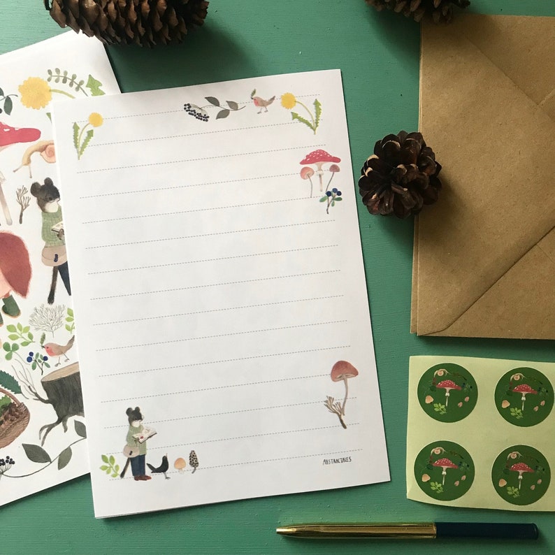 Letter Writing Set Forest Letter Set Illustrated Letter Set - Etsy