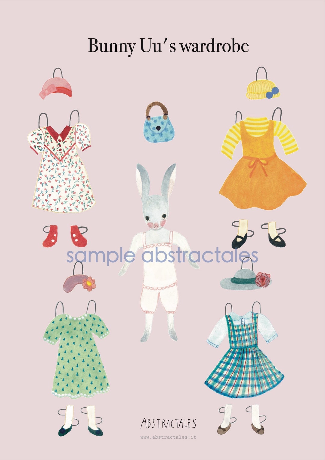Instant Download Paper Doll With Dresses, Printable Rabbit Paper Doll ...