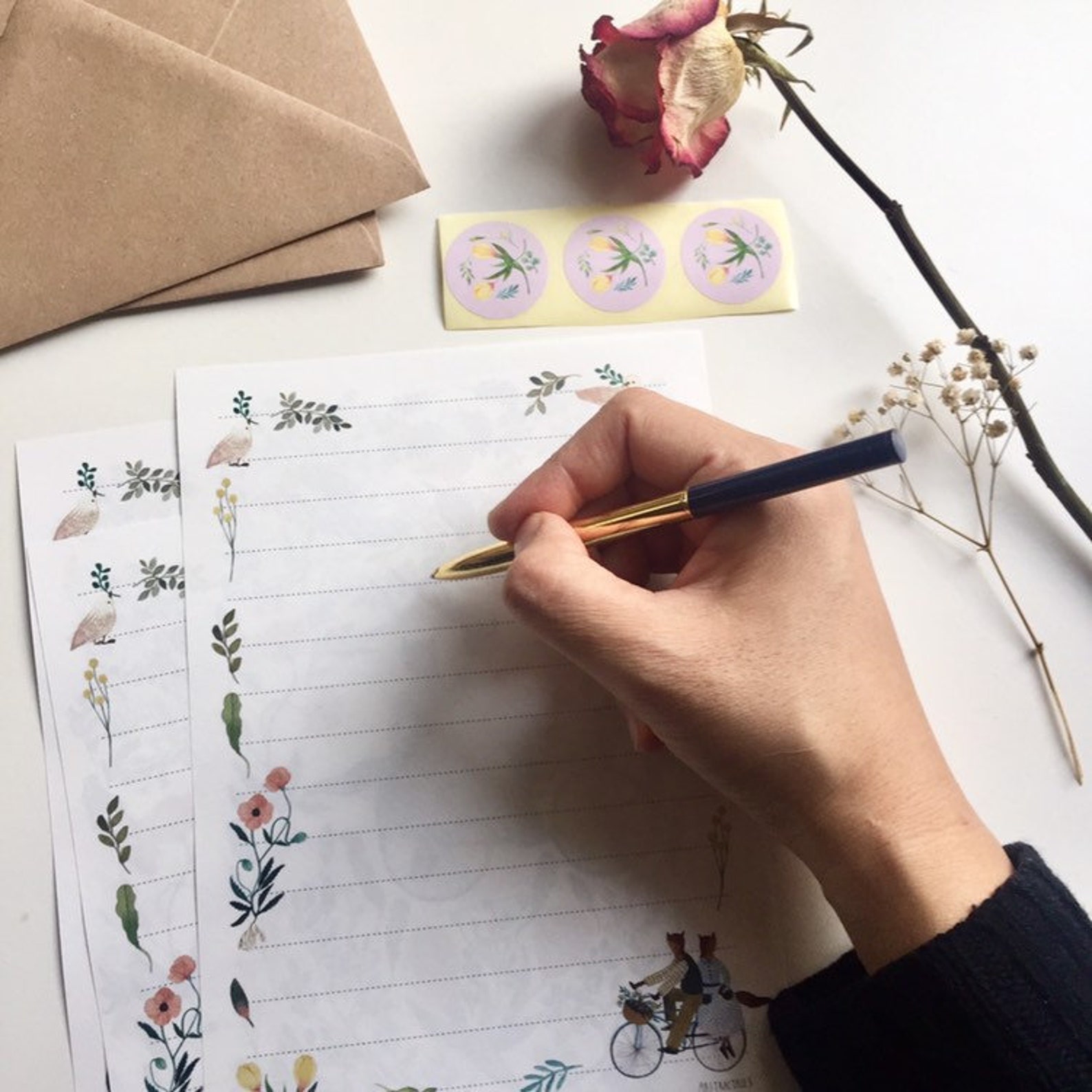 Letter Paper Set Letter Writing Set With Watercolour - Etsy