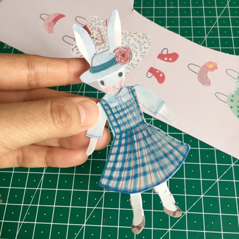 Instant Download Paper Doll With Dresses Printable Rabbit | Etsy