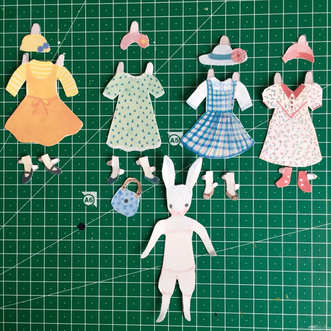 Instant Download Paper Doll With Dresses Printable Rabbit | Etsy