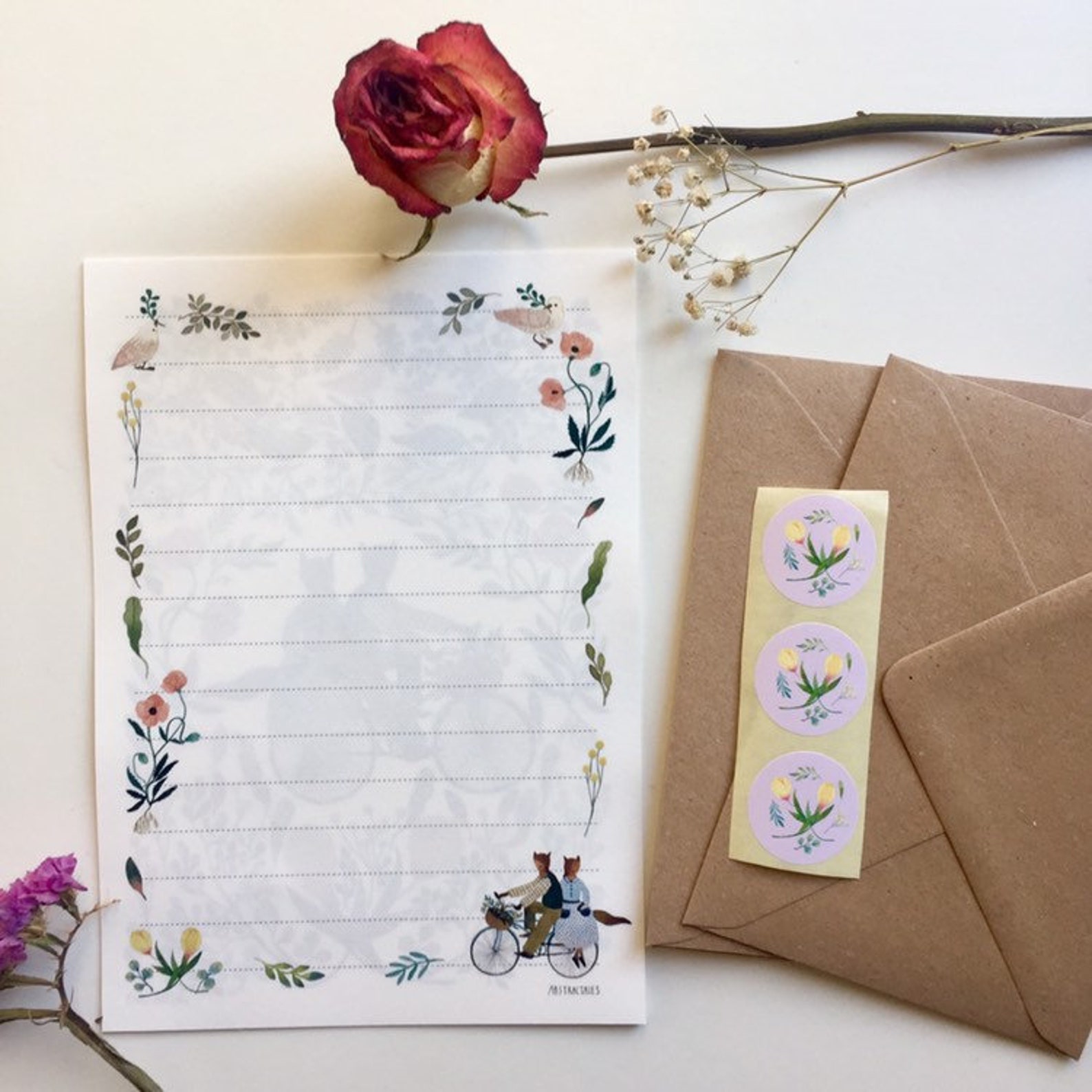 Letter Paper Set Letter Writing Set With Watercolour - Etsy