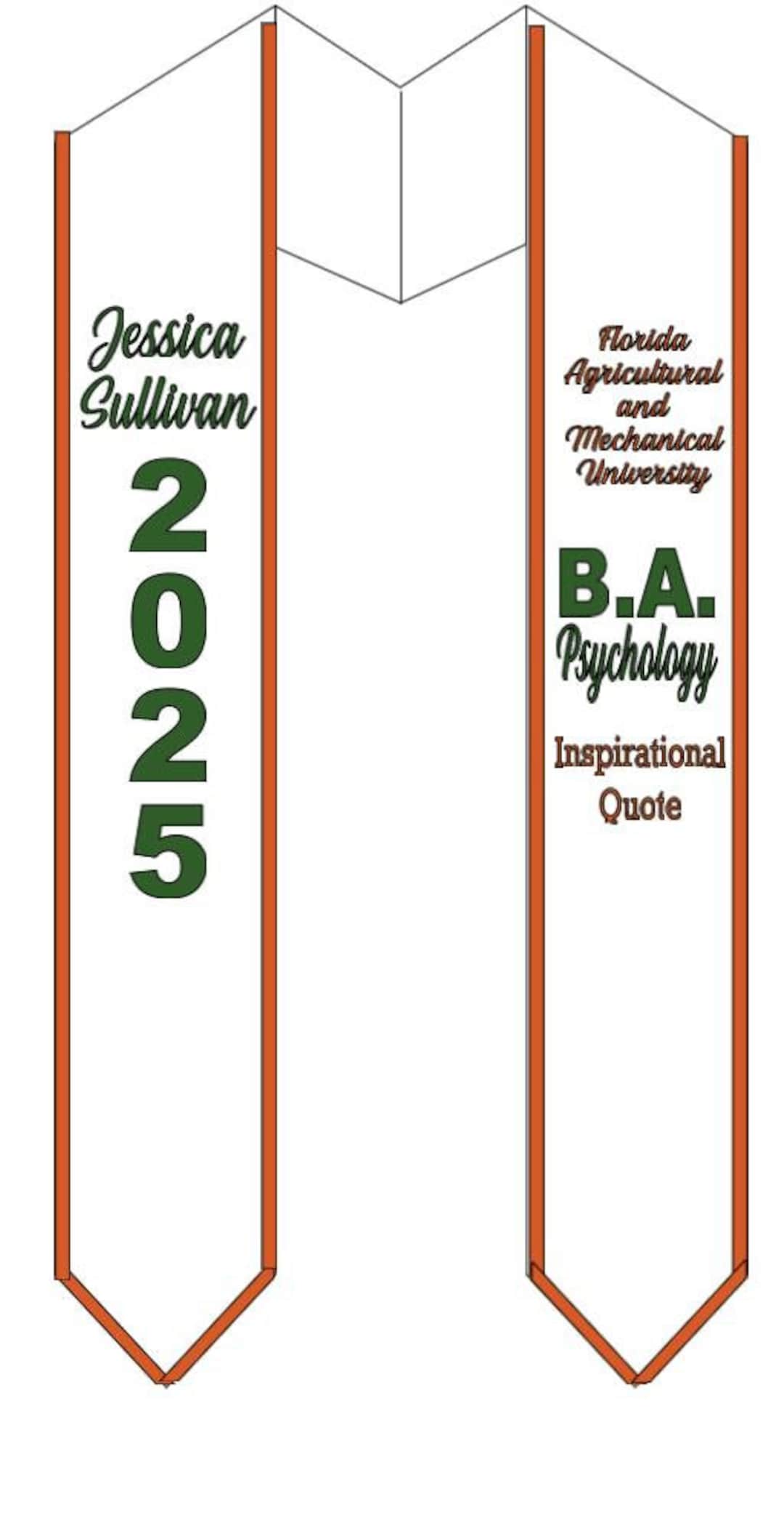 SEMI Glitter Vinyl Customized Graduation Stole | Class of 2025 ...