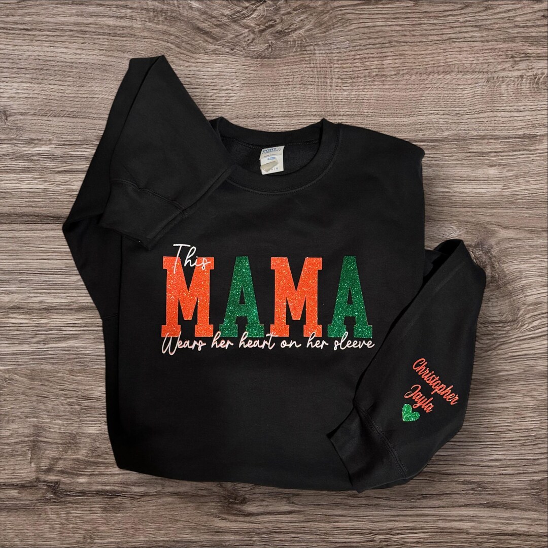 Semi Glitter This Mama Wears Her Heart on Her Sleeve, Rattler Mom Shirt ...