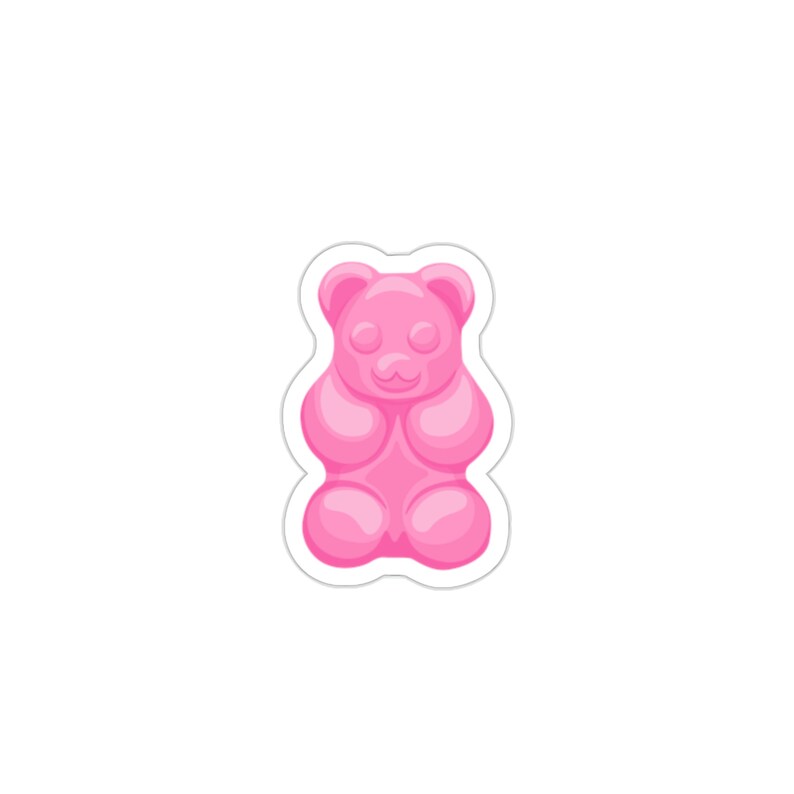 Pink Gummy Bear Kiss Cut Stickers Etsy