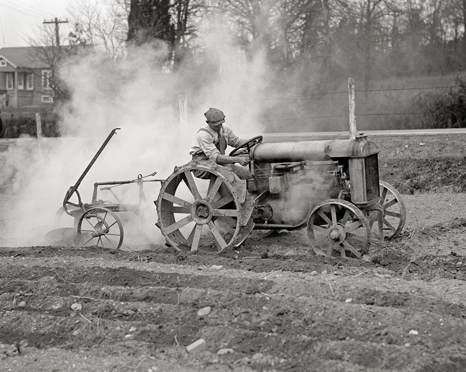 Farmer Driving Tractor, 1925. Digital Photo Download. Vintage Black ...