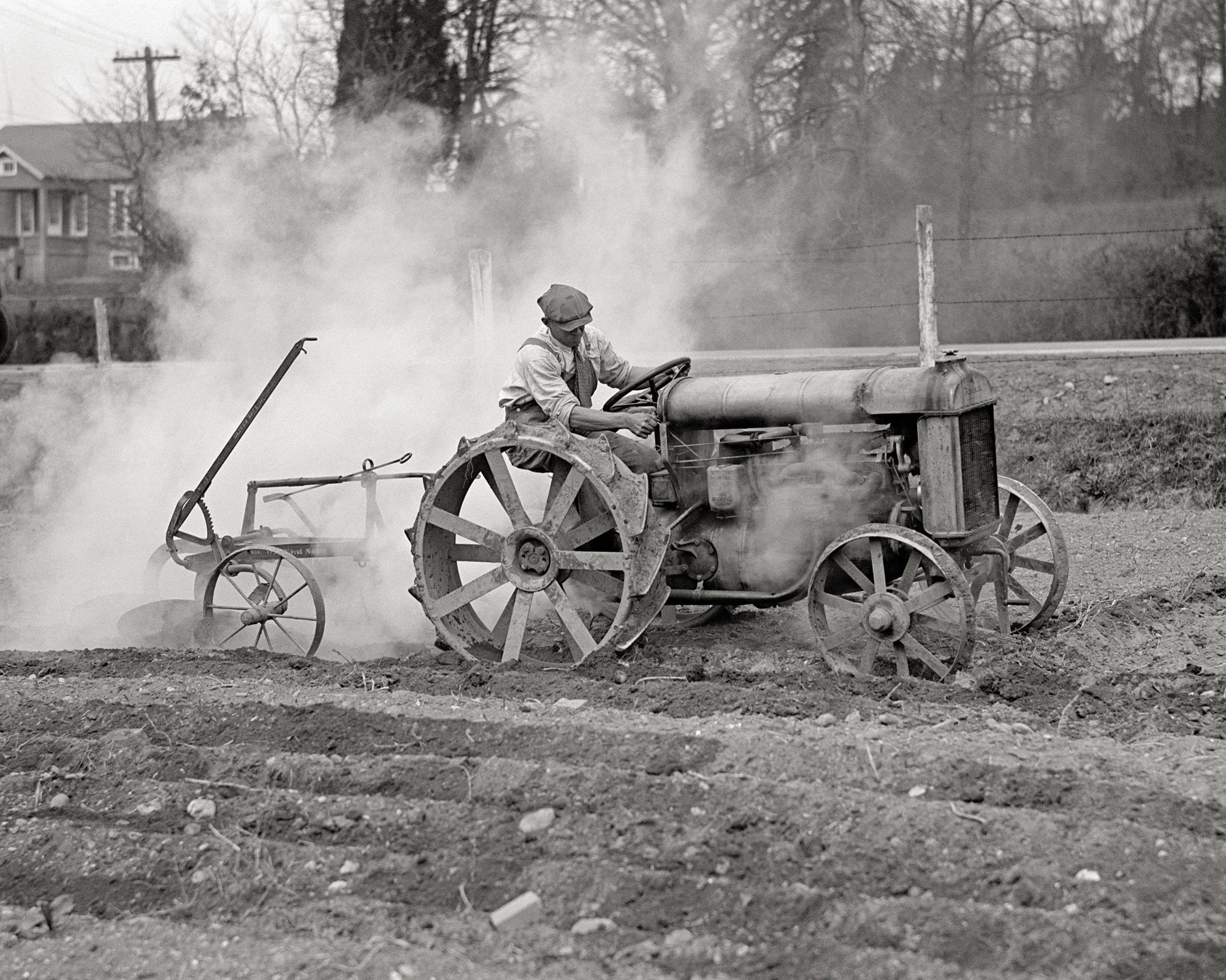 Farmer Driving Tractor, 1925. Digital Photo Download. Vintage Black ...