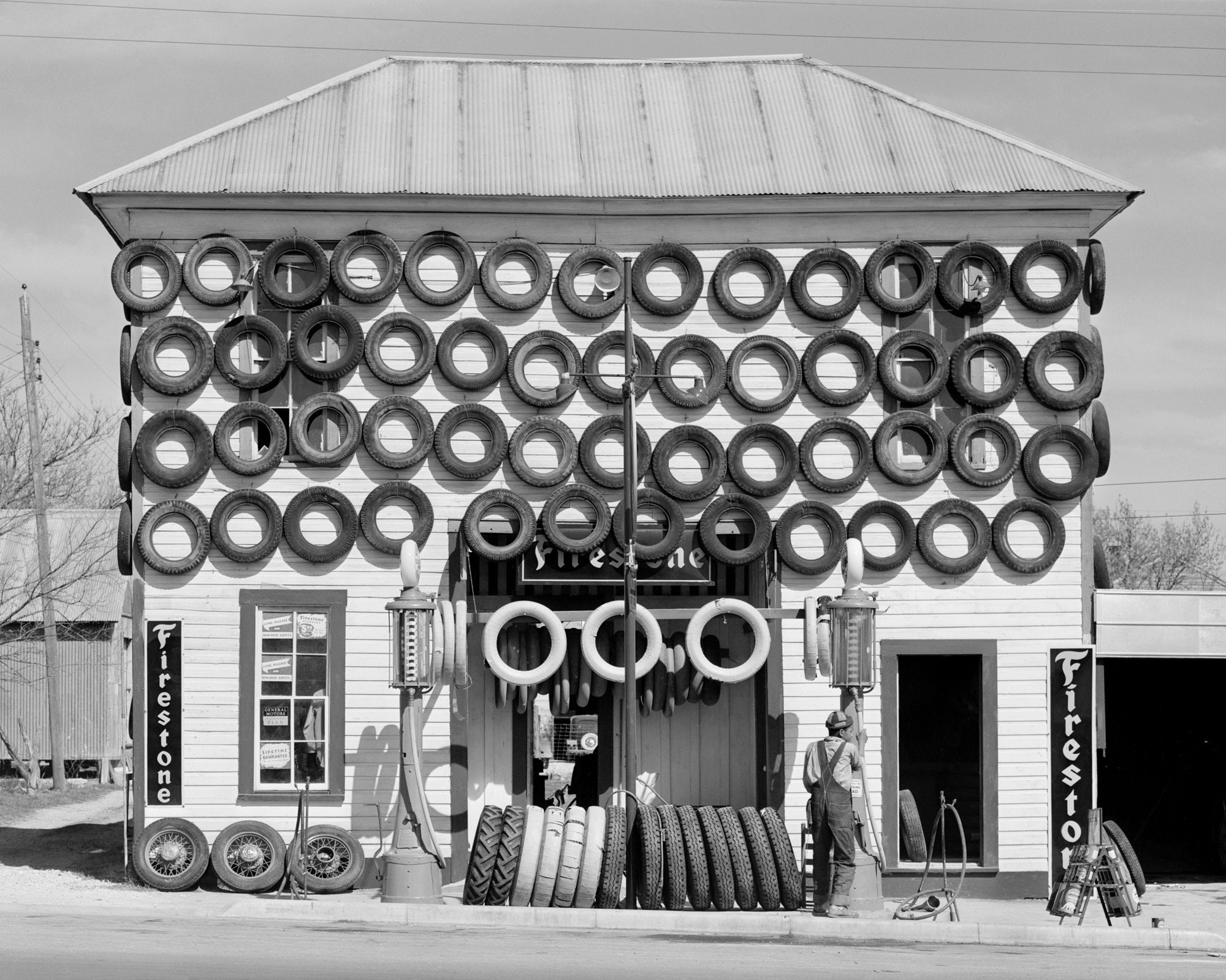 Firestone Tire Shop, 1940. Vintage Photo Reproduction Print. Black ...