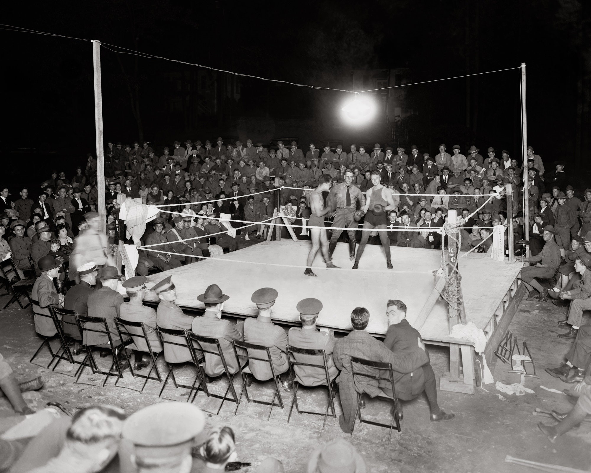 Boxing Match, 1919. Vintage Photo Reproduction Print. Black & White ...
