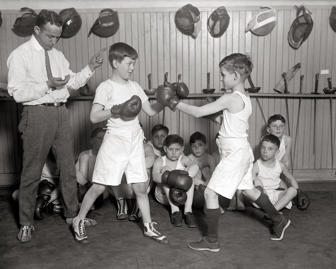 Boys' Boxing Club, 1925. Vintage Photo Reproduction Print. Black ...