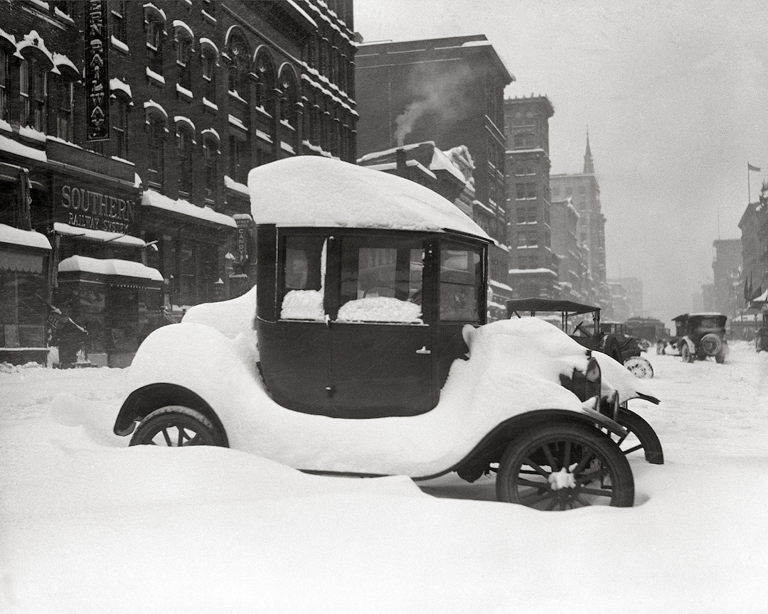 Model T Buried in Snow, 1922. Vintage Photo Reproduction Print. Black ...