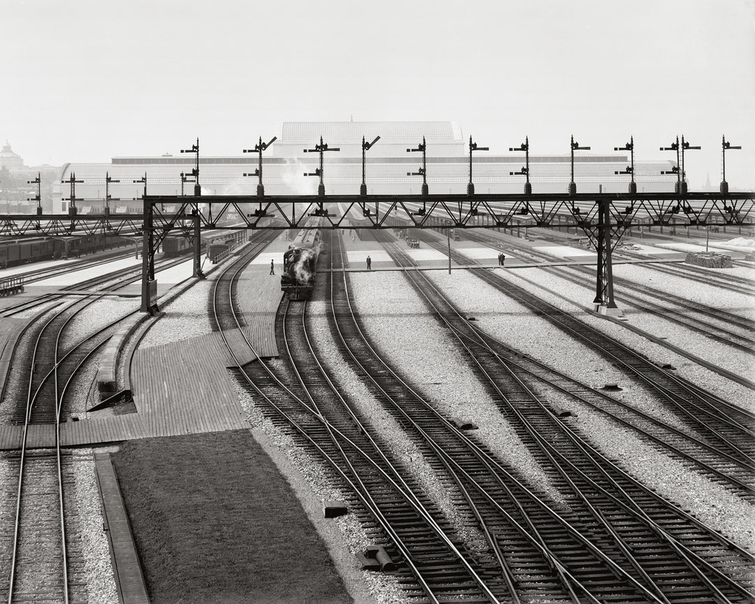 Railroad Switch Yard, 1907. Vintage Photo Reproduction Print. Black ...