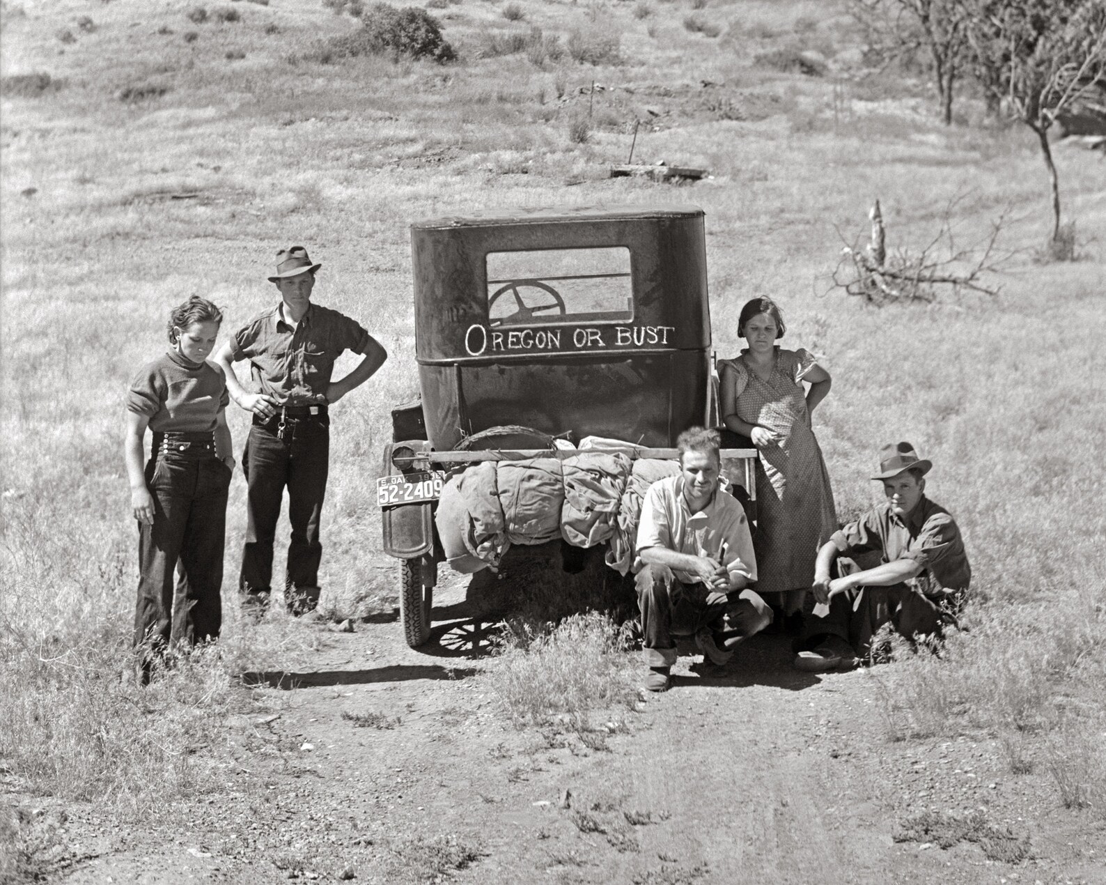 Oregon or Bust, 1936. Vintage Photo Reproduction Print. Black & White ...