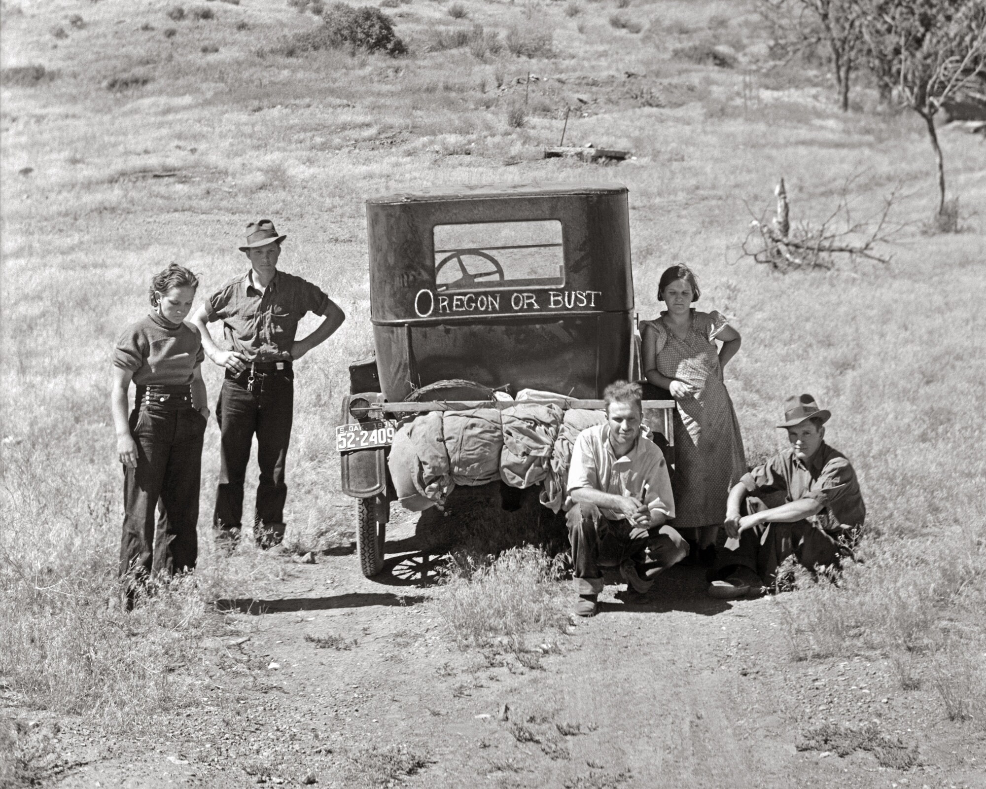 Oregon or Bust, 1936. Vintage Photo Reproduction Print. Black & White ...