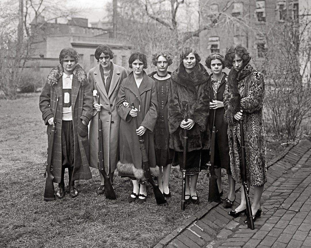Girls With Rifles, 1925. Digital Photo Download. Vintage Black & White ...