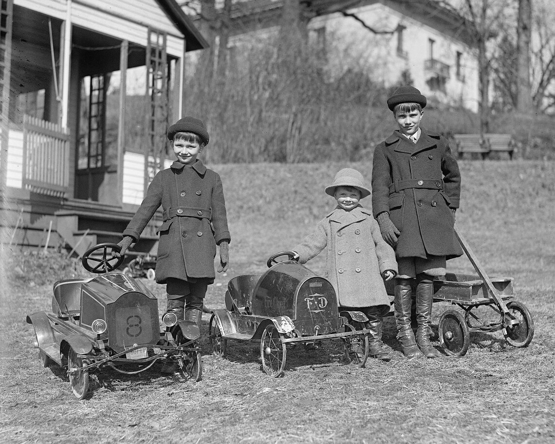 Children With Pedal Cars 1924. Vintage Photo Reproduction - Etsy