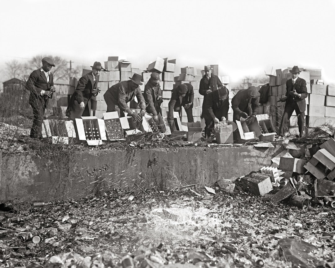 Destroying Bootleg Liquor, 1923. Vintage Photo Reproduction Print ...