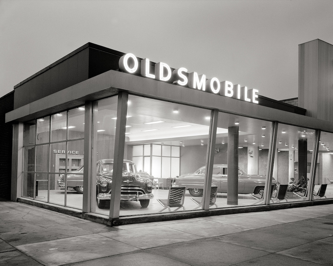 Mid-century Auto Dealership, 1950. Digital Photo Download. Vintage ...