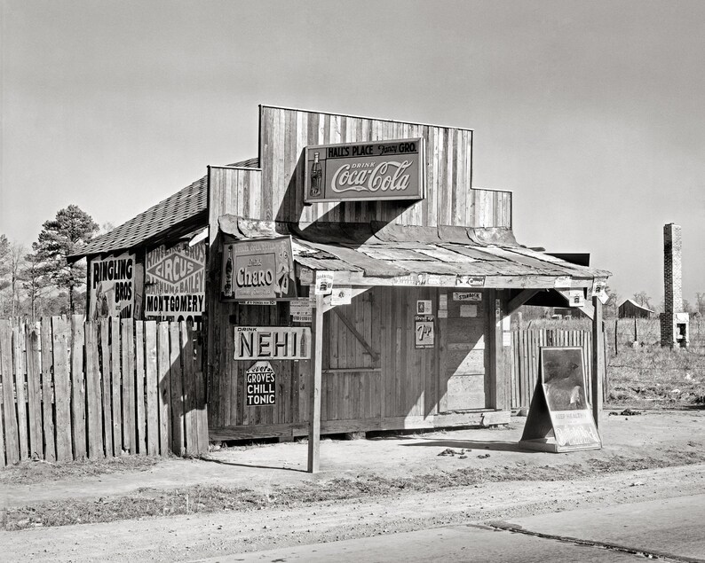 Roadside Store, 1935. Vintage Photo Reproduction Print. Black & White ...