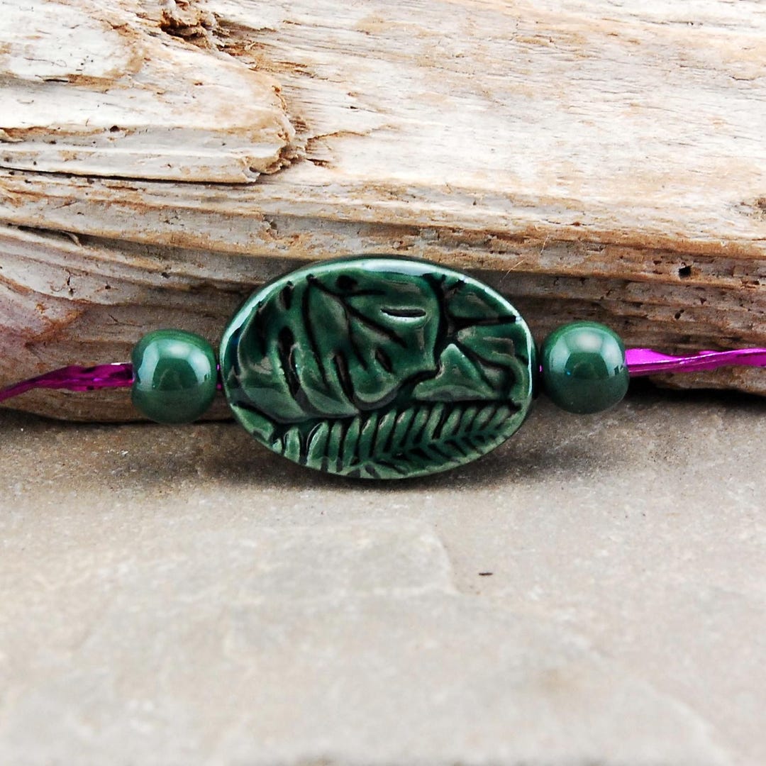 Ceramic Tropical Leaf Bead Set, Ceramic Components, Ceramic Charms ...