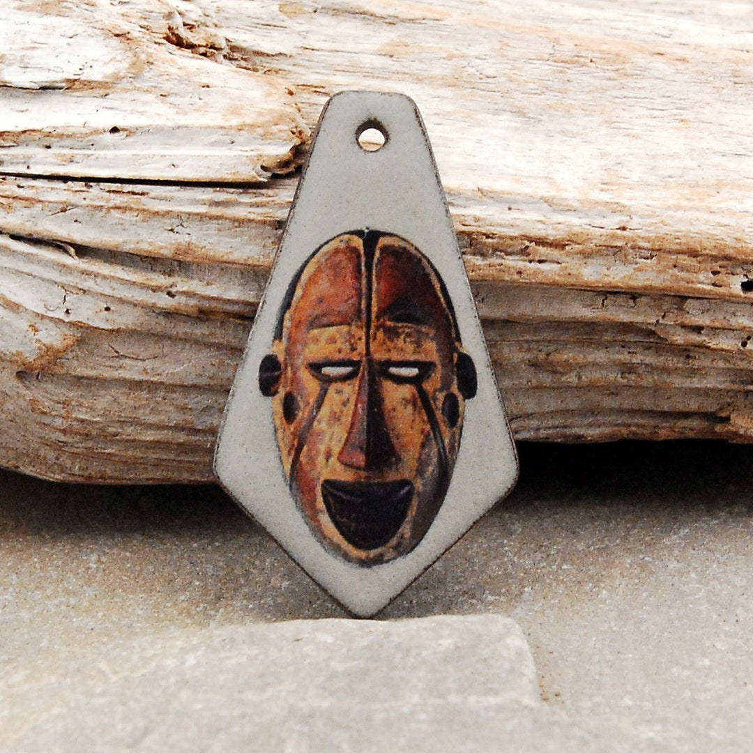 Ceramic African Tribal Mask Pendant, Ceramic Beads, Ceramic Component ...