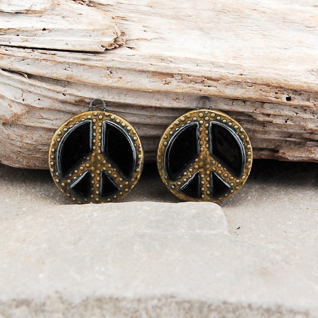 Ceramic Peace Sign Earring Charms, Ceramic Beads, Ceramic Component ...