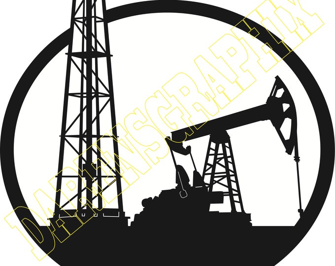 Oil Field Scene, Oil Derrick Svg, Oil Rig Svg, Oil Pump Svg, Clipart ...