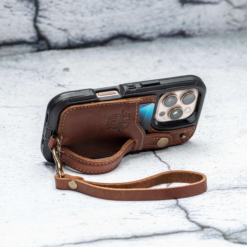 Full Grain Leather Phone Case for Iphone-wallet Kickstand and Loop-the ...