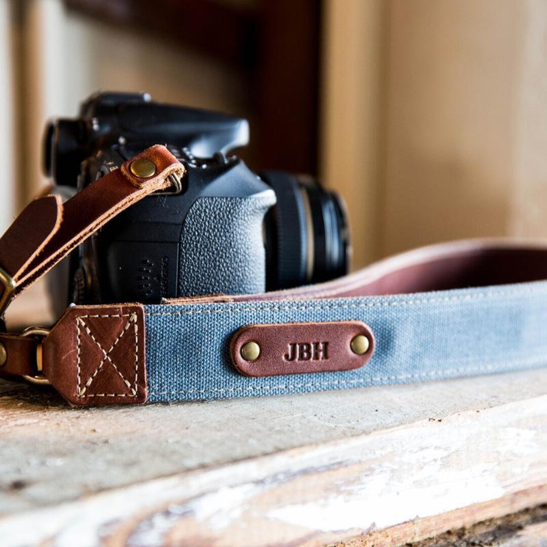 Personalized Fine Leather & Canvas Camera Strap Gift for Him, Gift for ...