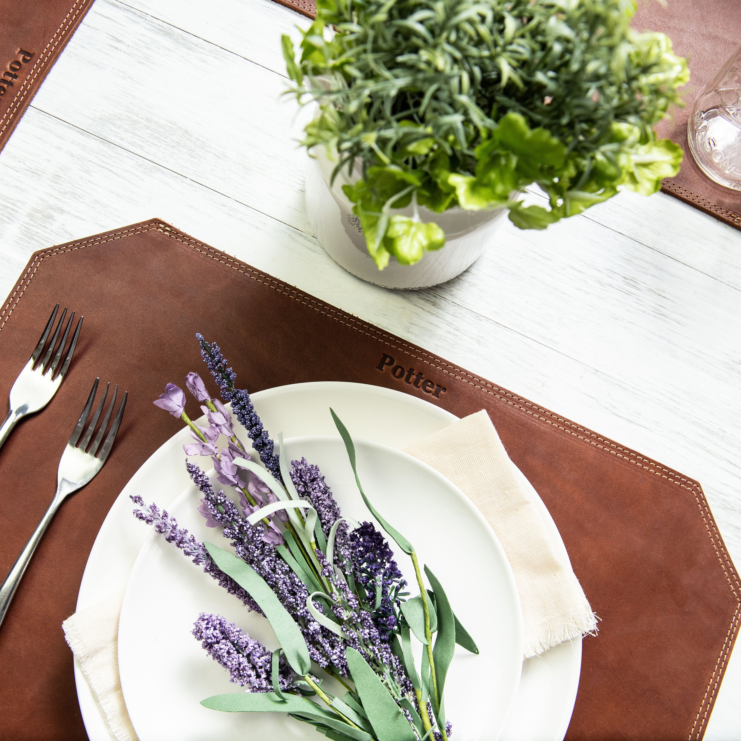 Personalized Full Grain Leather Placemat -rectangle Beveled Edge - Etsy