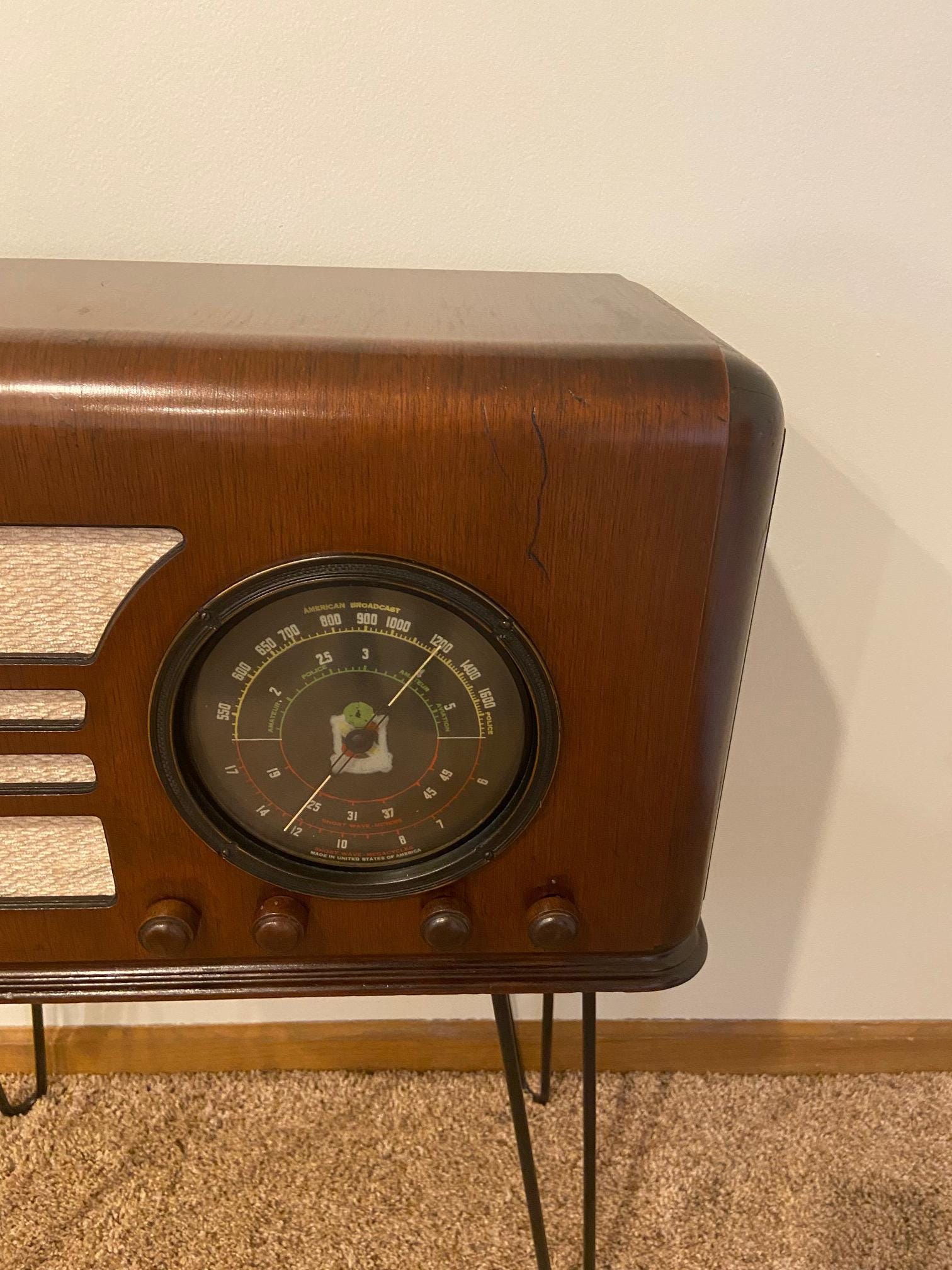 Vintage American Broadcast Radio on Cast Iron Legs - Radio No Longer ...