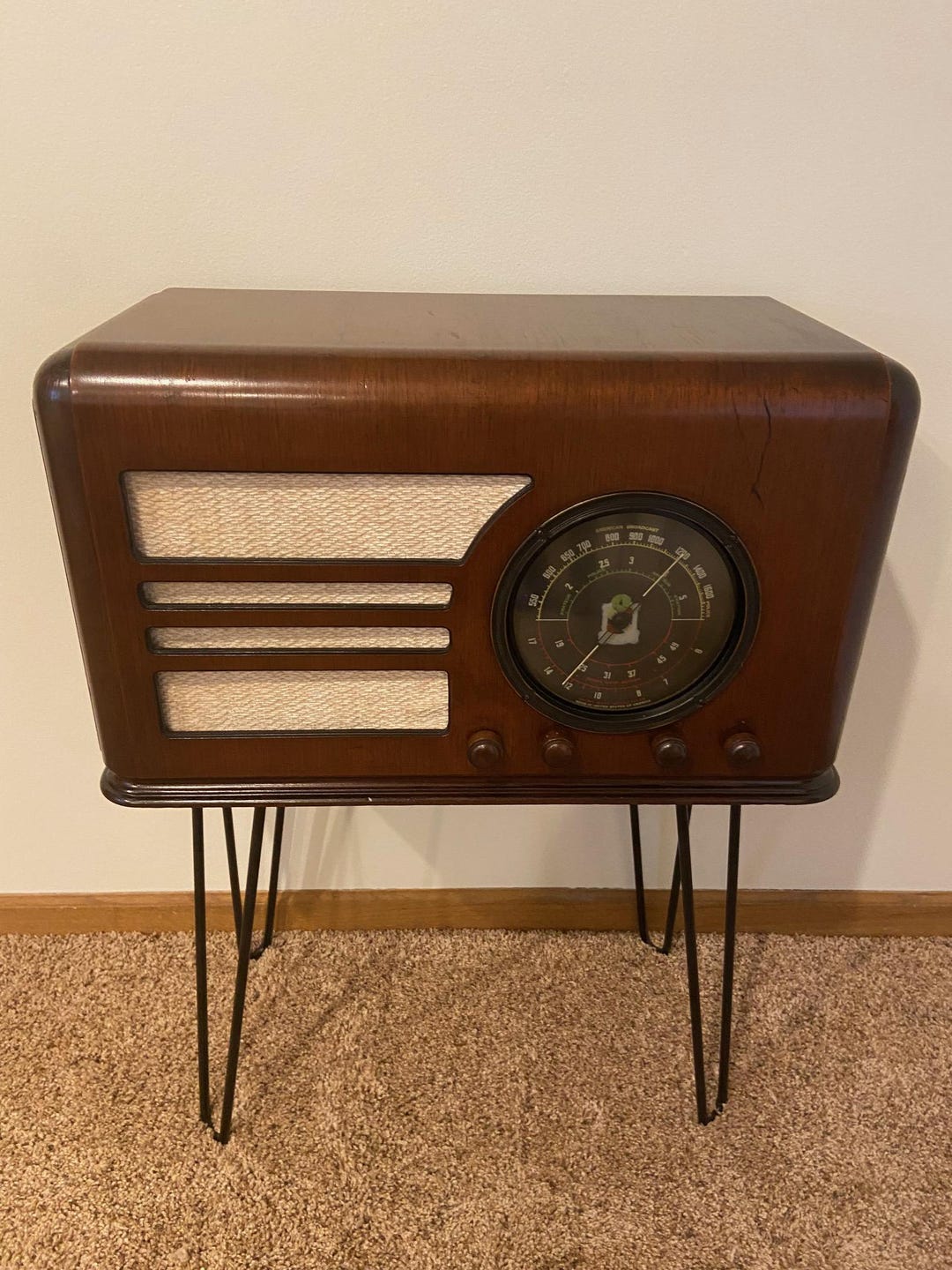 Vintage American Broadcast Radio on Cast Iron Legs - Radio No Longer ...