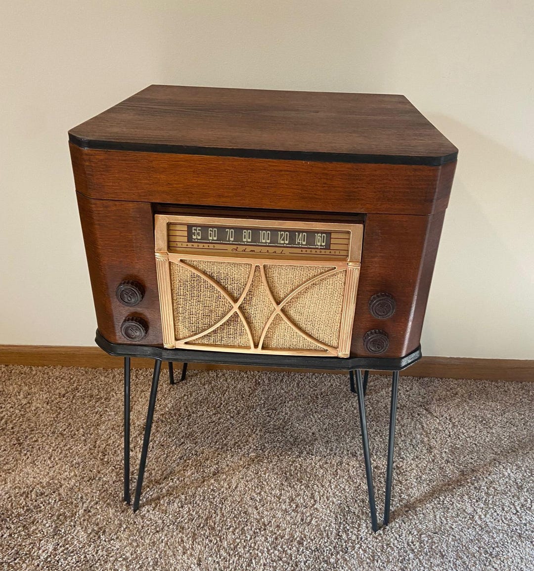 Vintage Admiral Radio/record Player on Cast Iron Legs - Record Player ...