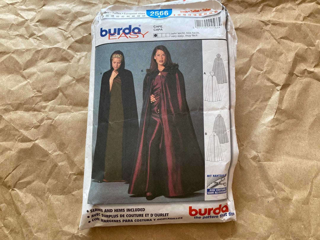 VINTAGE BURDA 90's Full Length Cape / Cloak With Hood or Collar 'easy ...