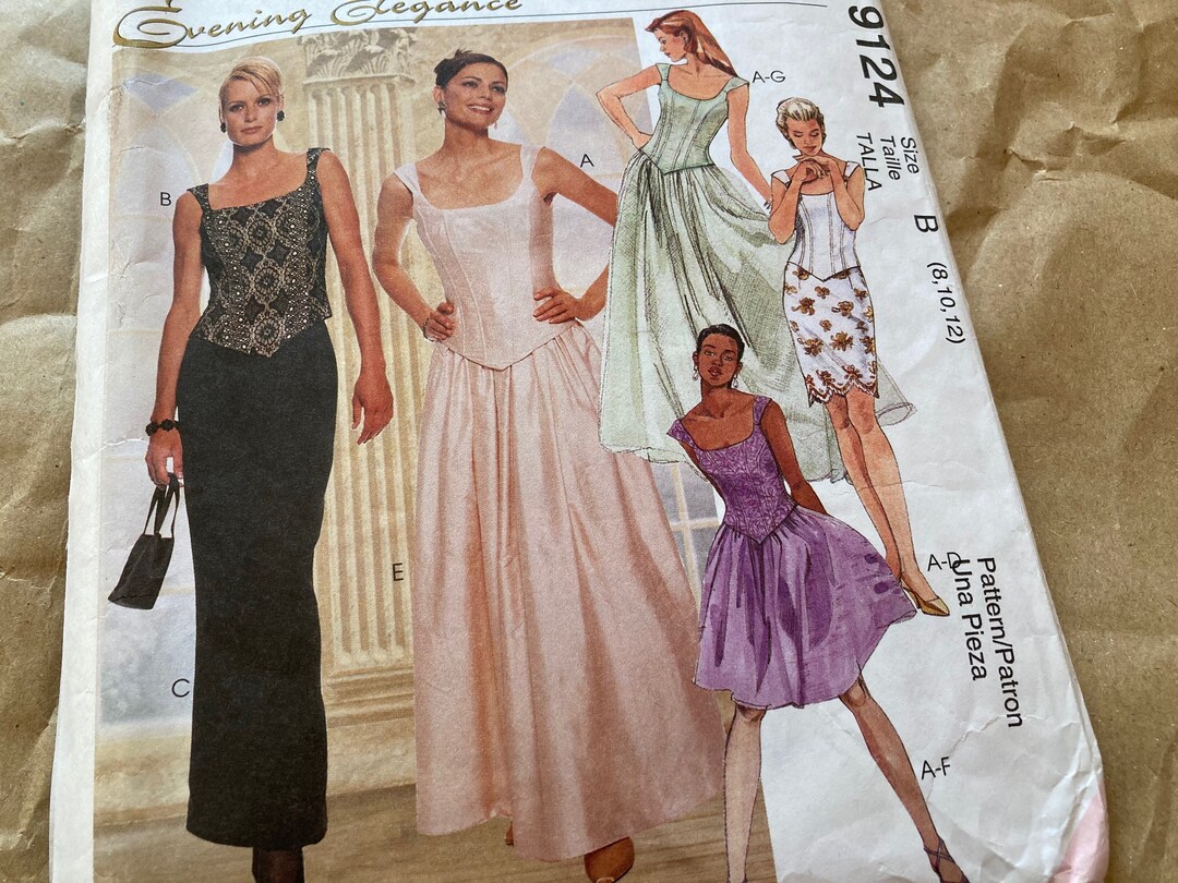 VINTAGE Mccall's 90's Corset Evening Dress Multi-pattern Full or Slim ...