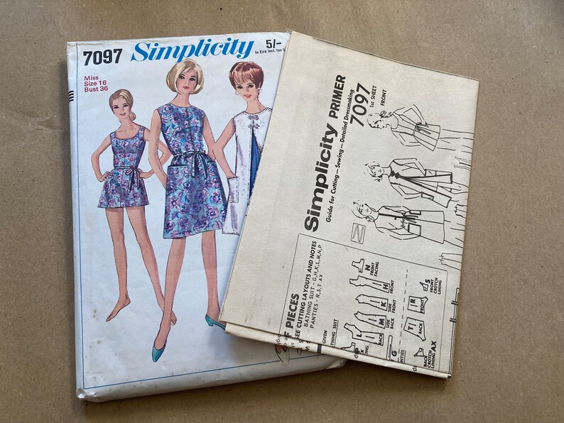 VINTAGE SIMPLICITY 60's Women's Beach Dress / Coat & Bathing Suit ...