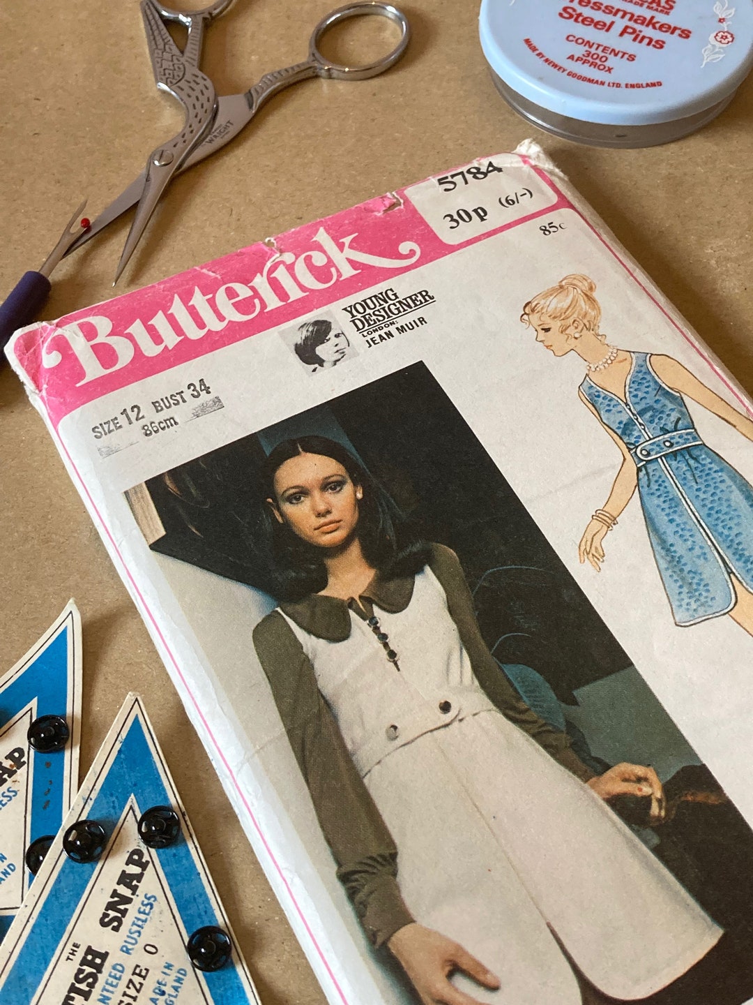 Vintage Jean Muir Butterick Sewing Pattern: 70s A-line Dress, Bust 34 ...