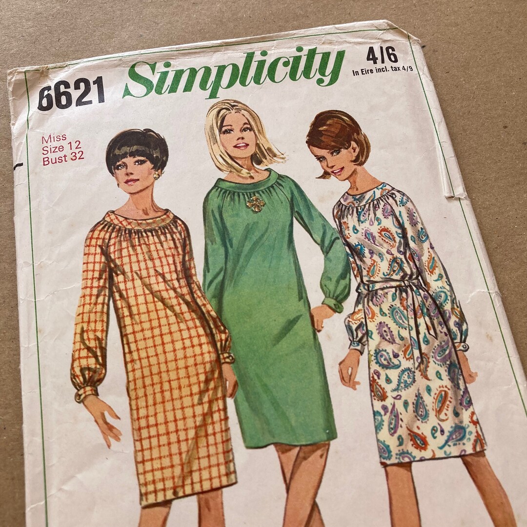 VINTAGE SIMPLICITY 60's One-piece Dress Loose Fit With Boat Neck Sewing ...