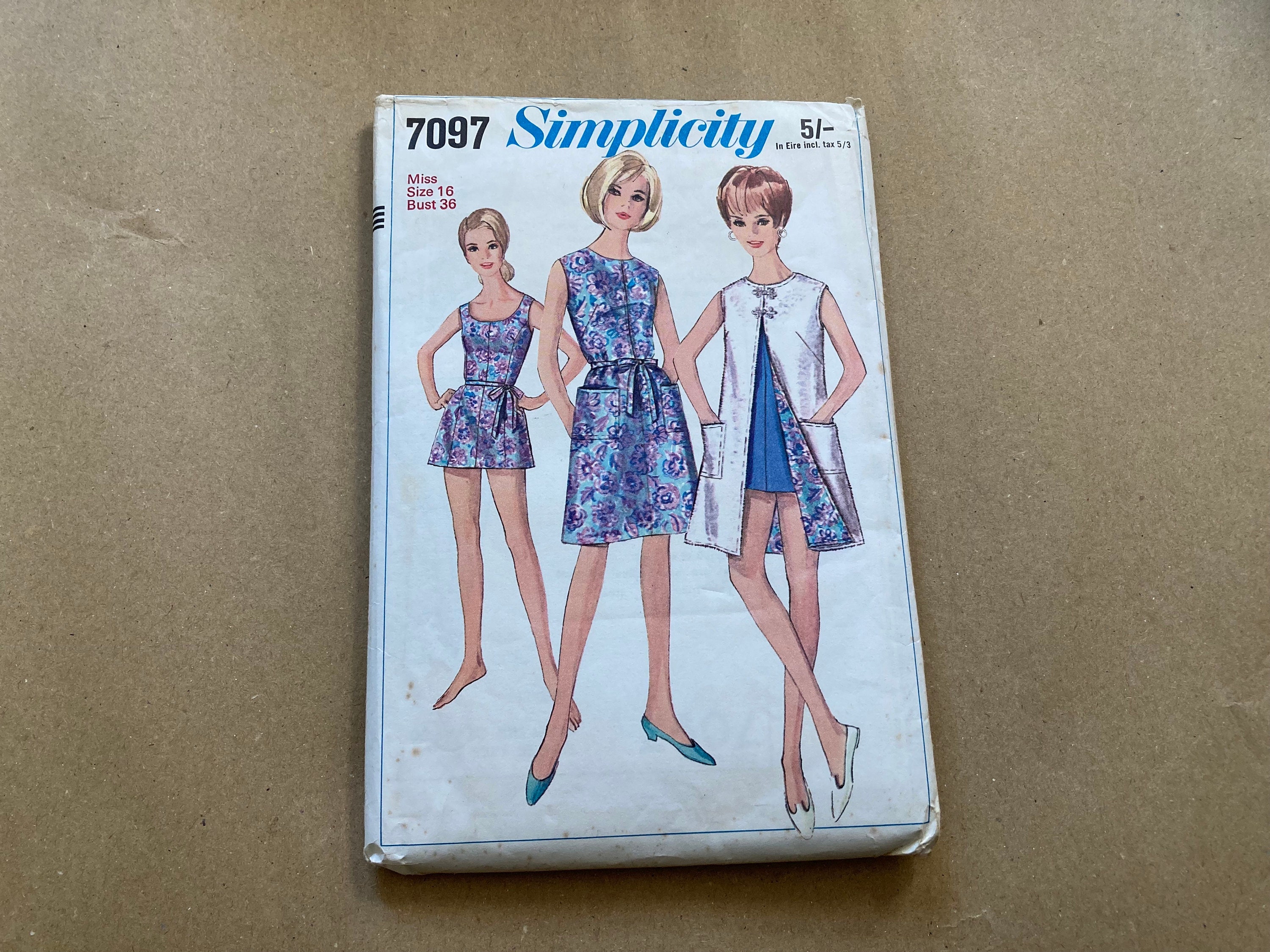 VINTAGE SIMPLICITY 60's Women's Beach Dress / Coat & Bathing Suit ...