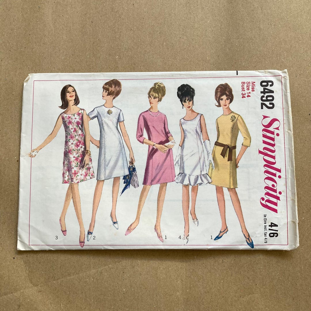 VINTAGE SIMPLICITY Iconic 60's Evening Princess A-line Shift Dress in 4 ...