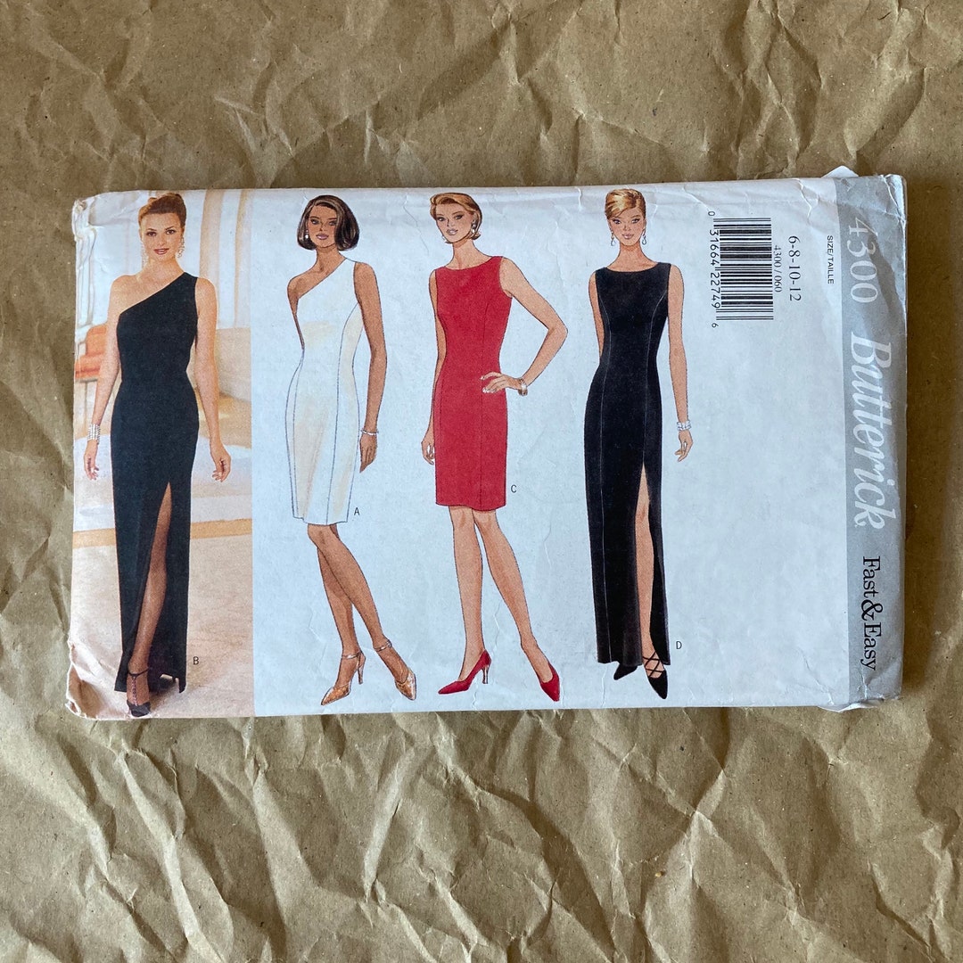 VINTAGE BUTTERICK 90's Close Fitting Evening Dress With Alternate ...