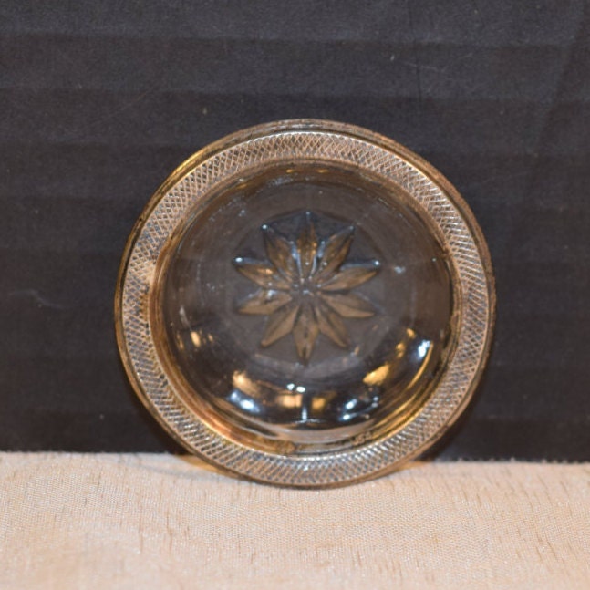 Silver Trim Glass Salt Cellar Vintage Pressed Glass Open Salt - Etsy