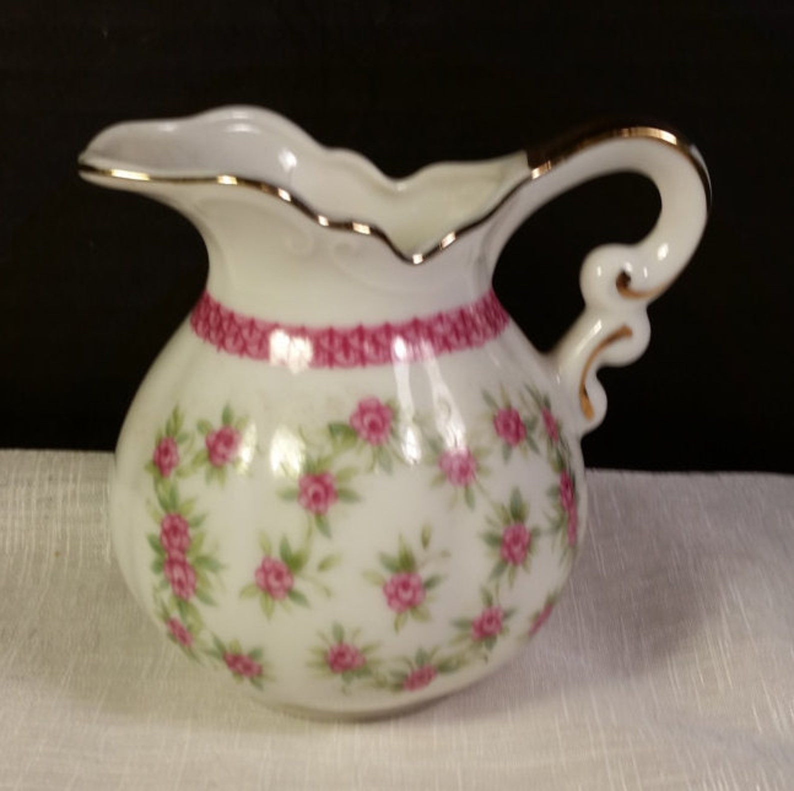 Lefton Pink Creamer Vintage Chintz Pattern Small Pink Roses - Etsy