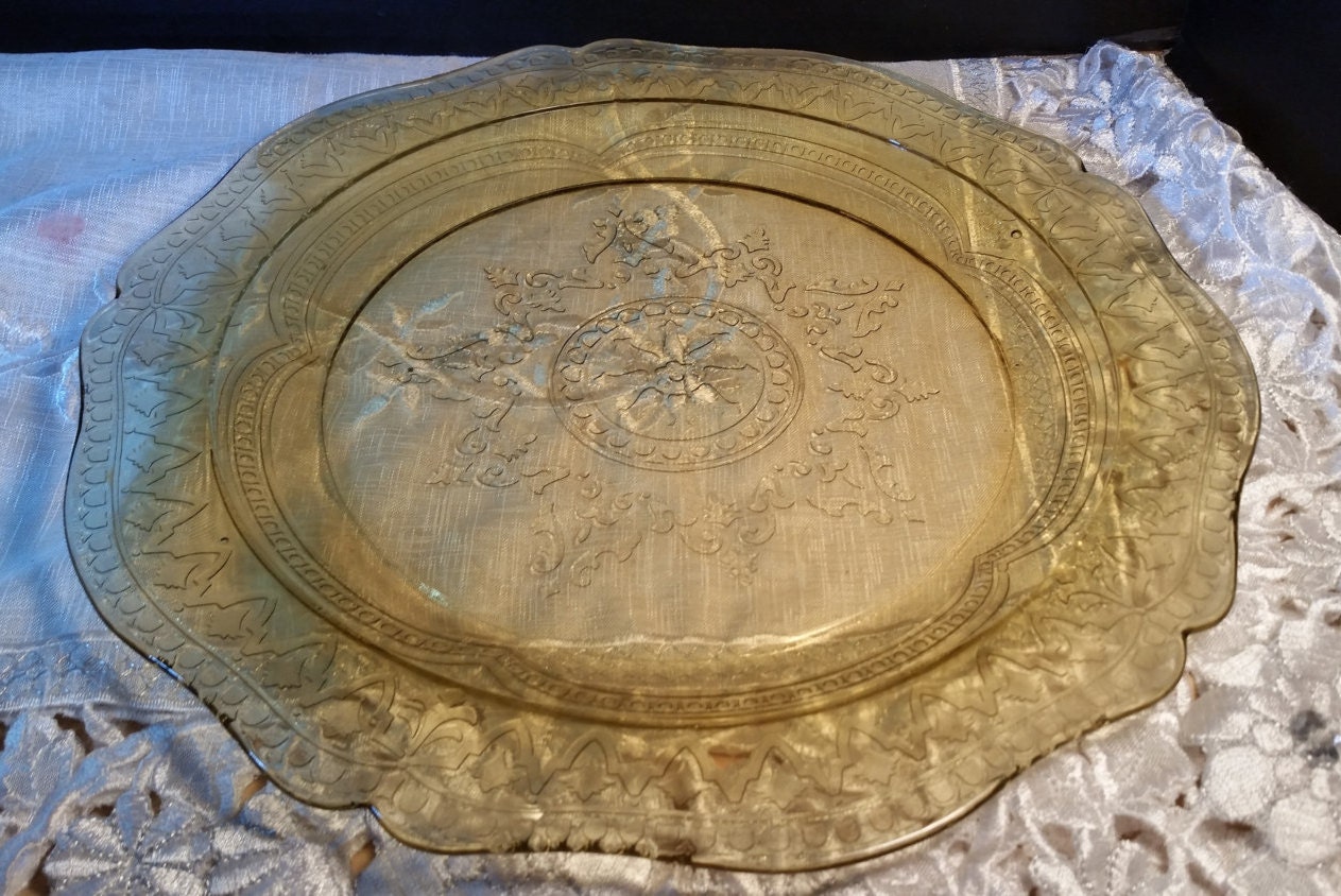 Federal Glass Co. Yellow Topaz Plate Platter Vintage Patrician - Etsy