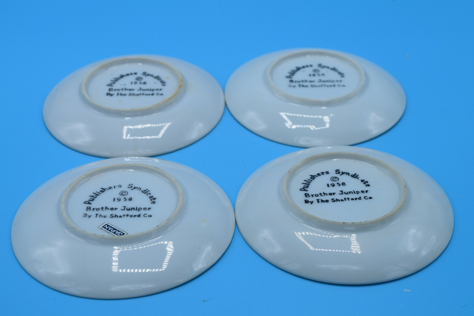 Brother Juniper Publishers Syndicate Plates Set of 4 Vintage - Etsy