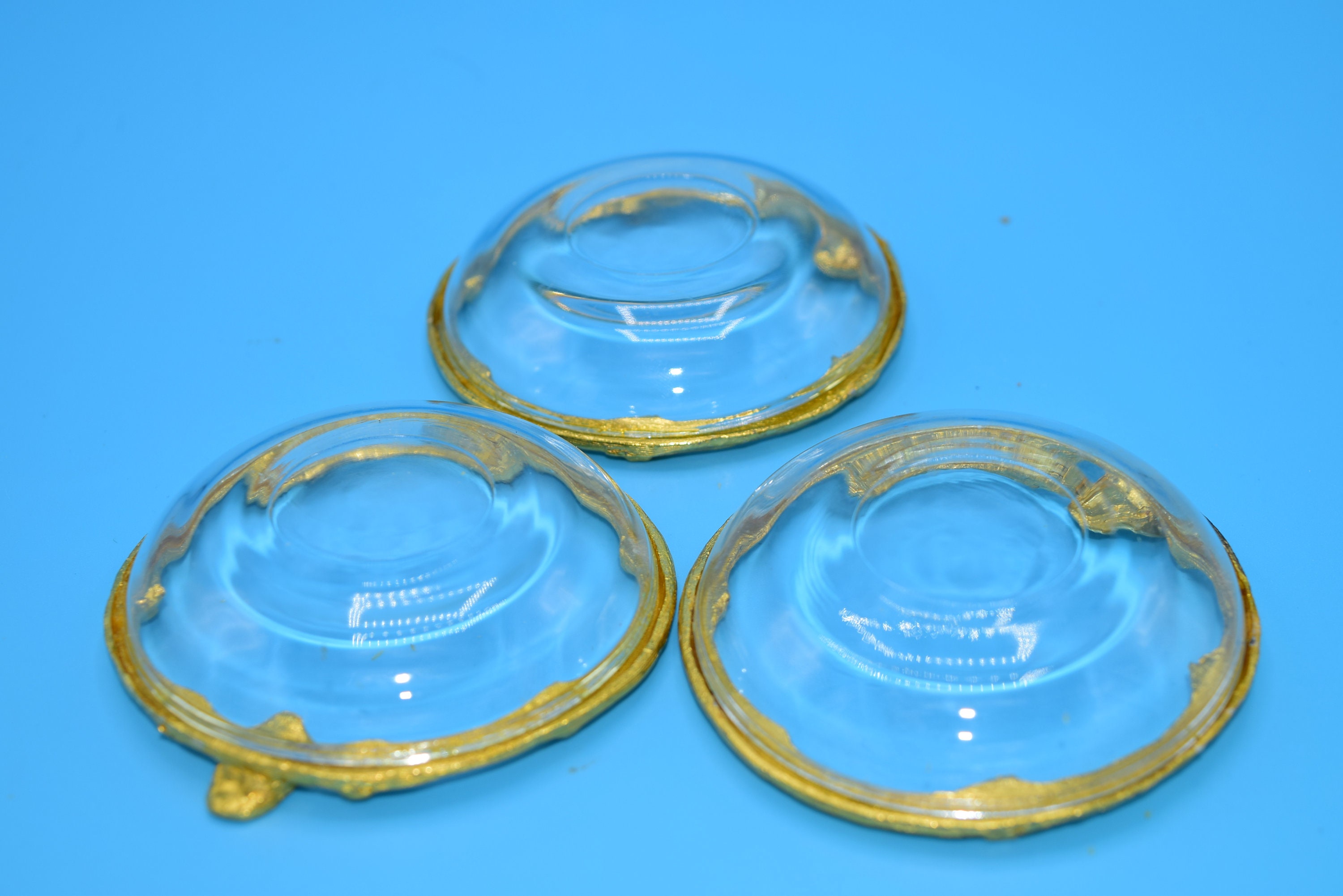 Gold Individual Ashtrays Set of 3 Vintage Brass & Clear | Etsy